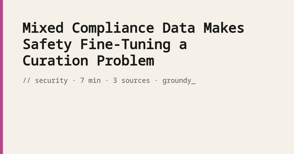 Mixed Compliance Data Makes Safety Fine-Tuning a Curation Problem · Groundy