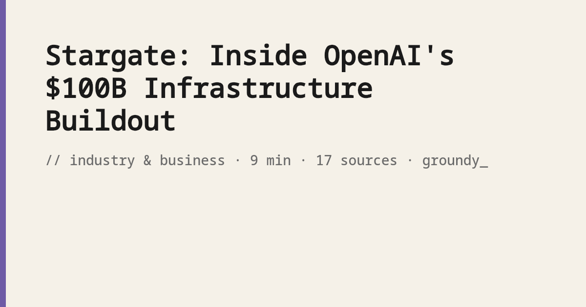 Stargate: Inside OpenAI's $100B Infrastructure Buildout · Groundy